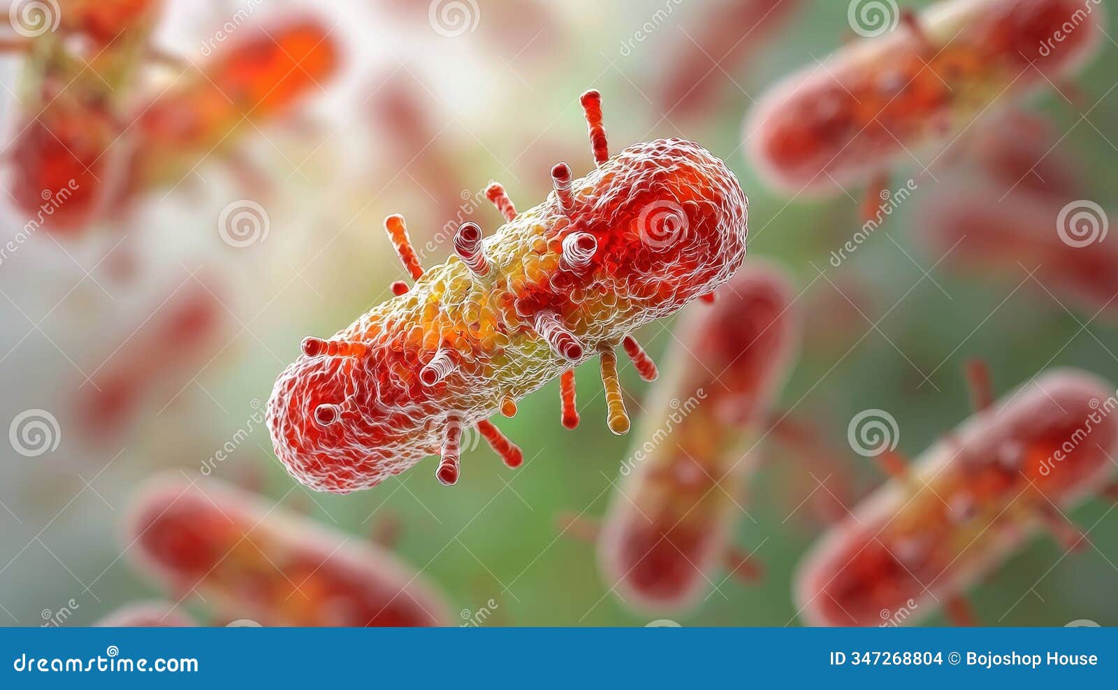 Microscopic E Coli Bacteria Red Orange Rod Shaped Microbiology Science ...