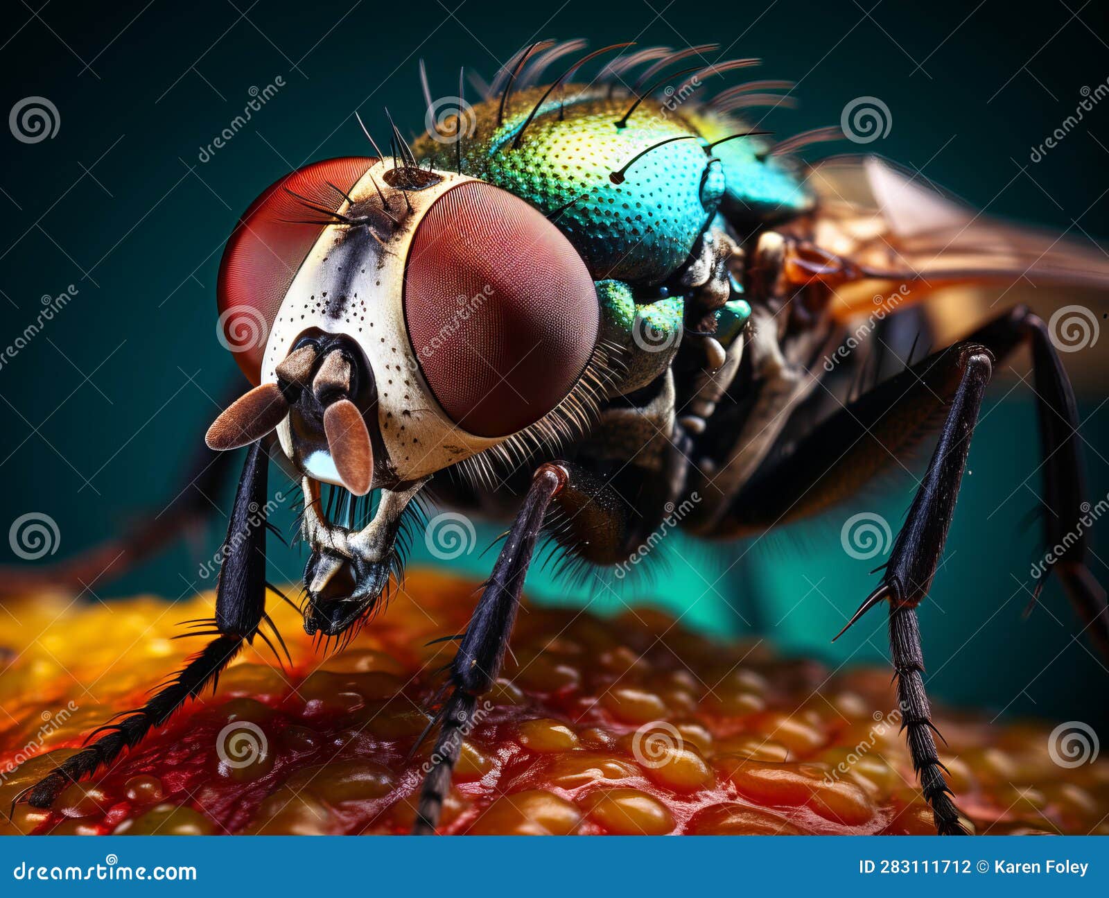 Microscopic fly stock illustration. Illustration of insect - 283111712