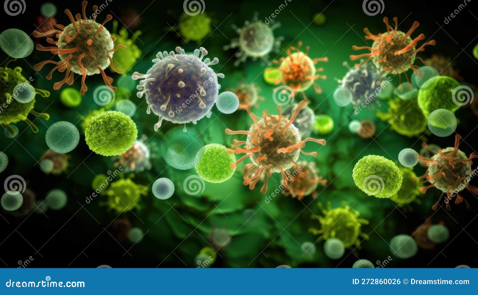 Microscopic Germs and Pathogens. 3d Render Stock Illustration ...