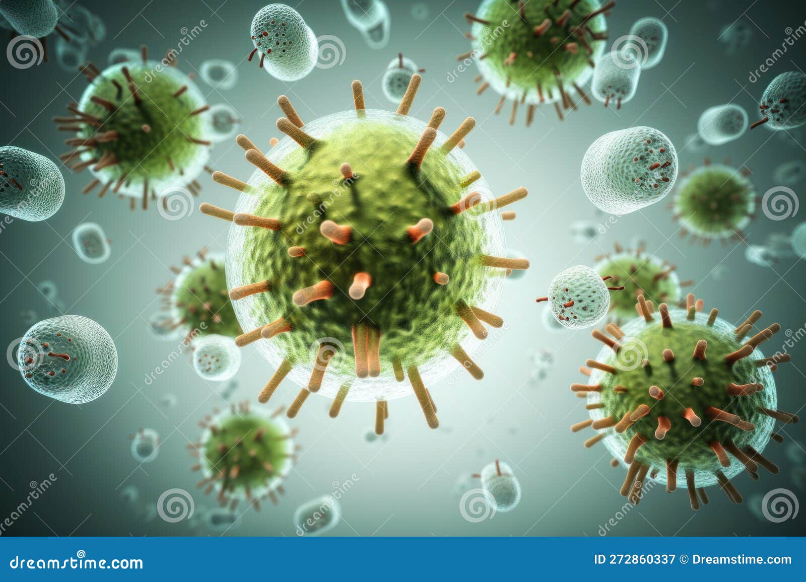 Microscopic Germs and Pathogens. 3d Render Stock Illustration ...