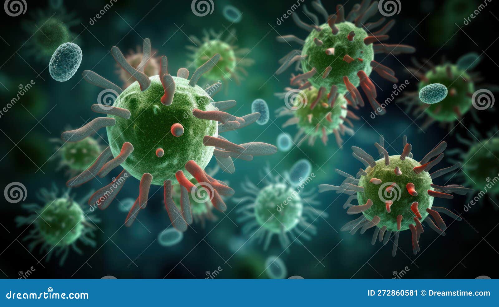 Microscopic Germs and Pathogens. 3d Render Stock Illustration ...