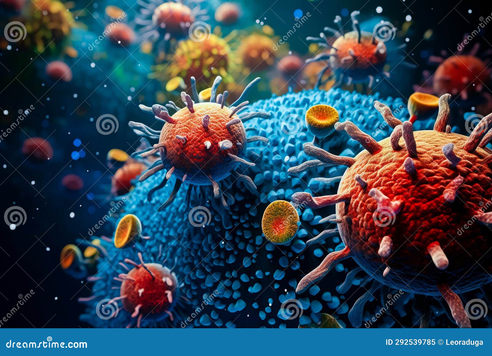 Microscopic Germs and Pathogens. Generative AI Stock Illustration ...