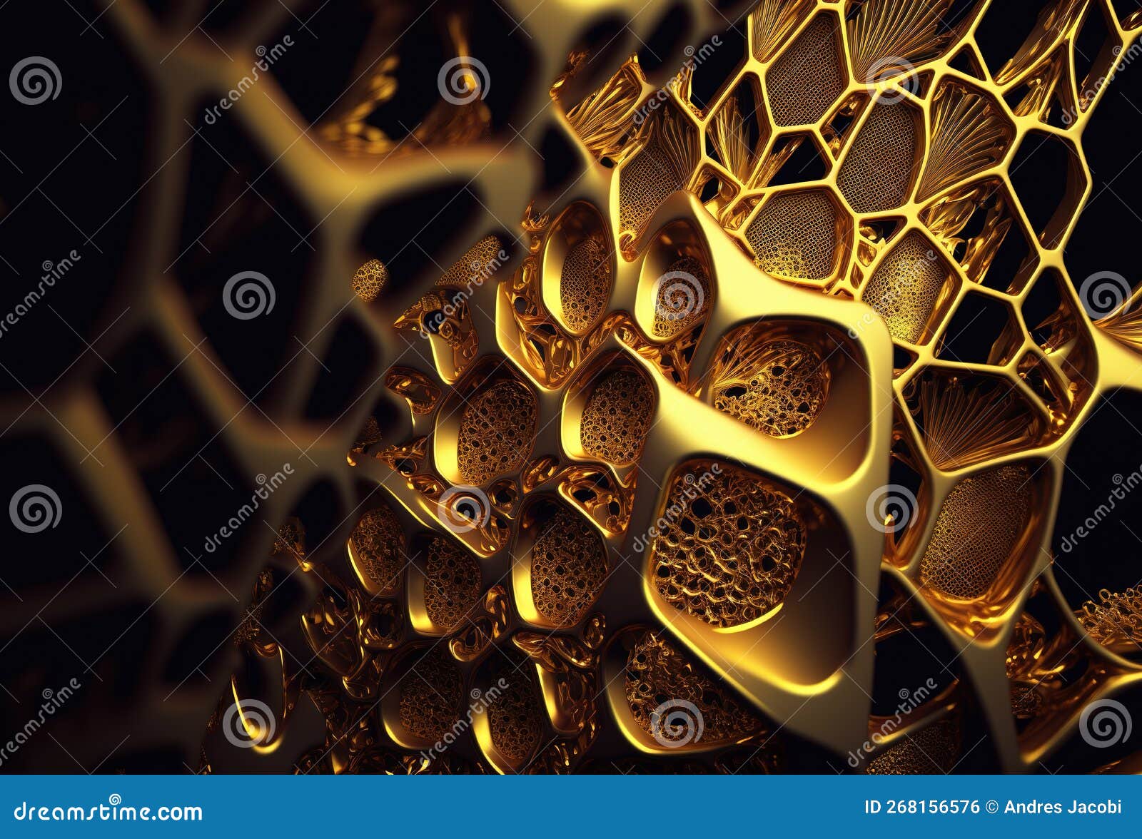 Microscopic Gold Structure. Abstract Background. 3D Rendering Style ...