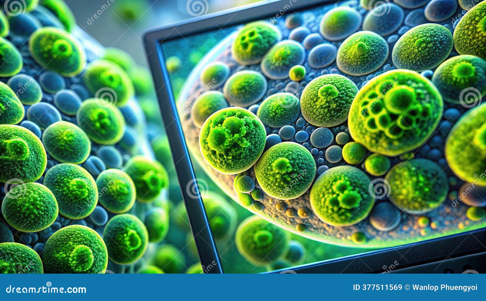 Microalgae Under Microscopic View Green Algae Cyanobacteria ...