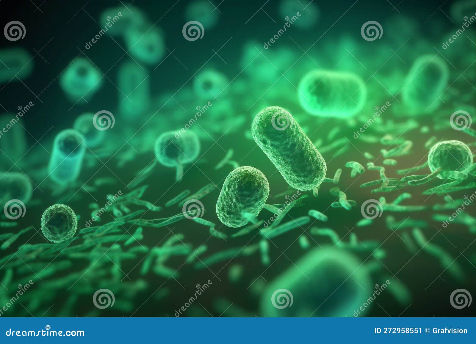 Microscopic green bacteria stock illustration. Illustration of ...