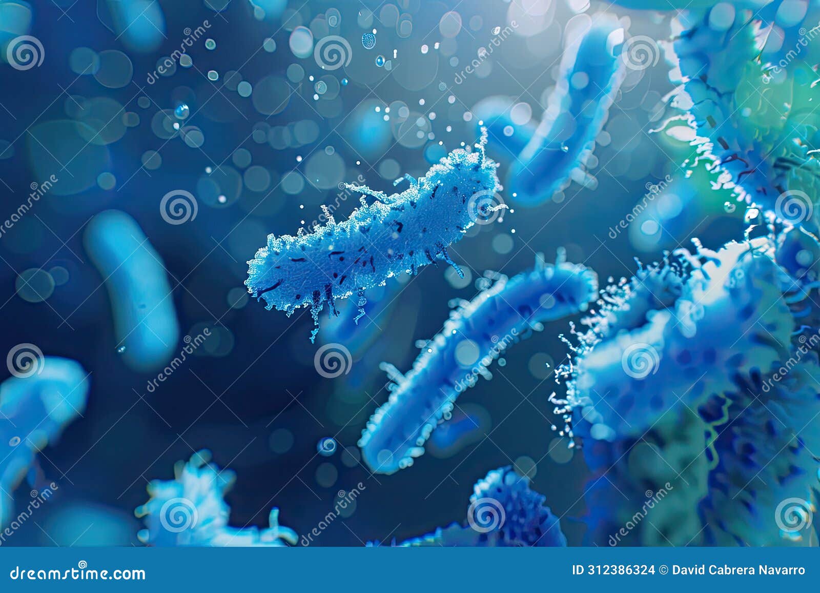 Microscopic Image of a Bacteria with Blue Color Stock Illustration ...
