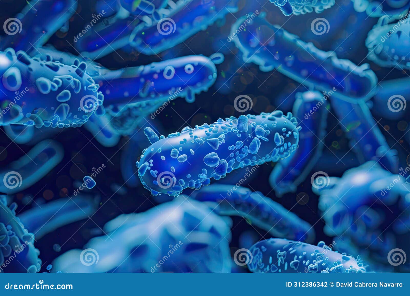 Microscopic Image of a Bacteria with Blue Color Stock Illustration ...