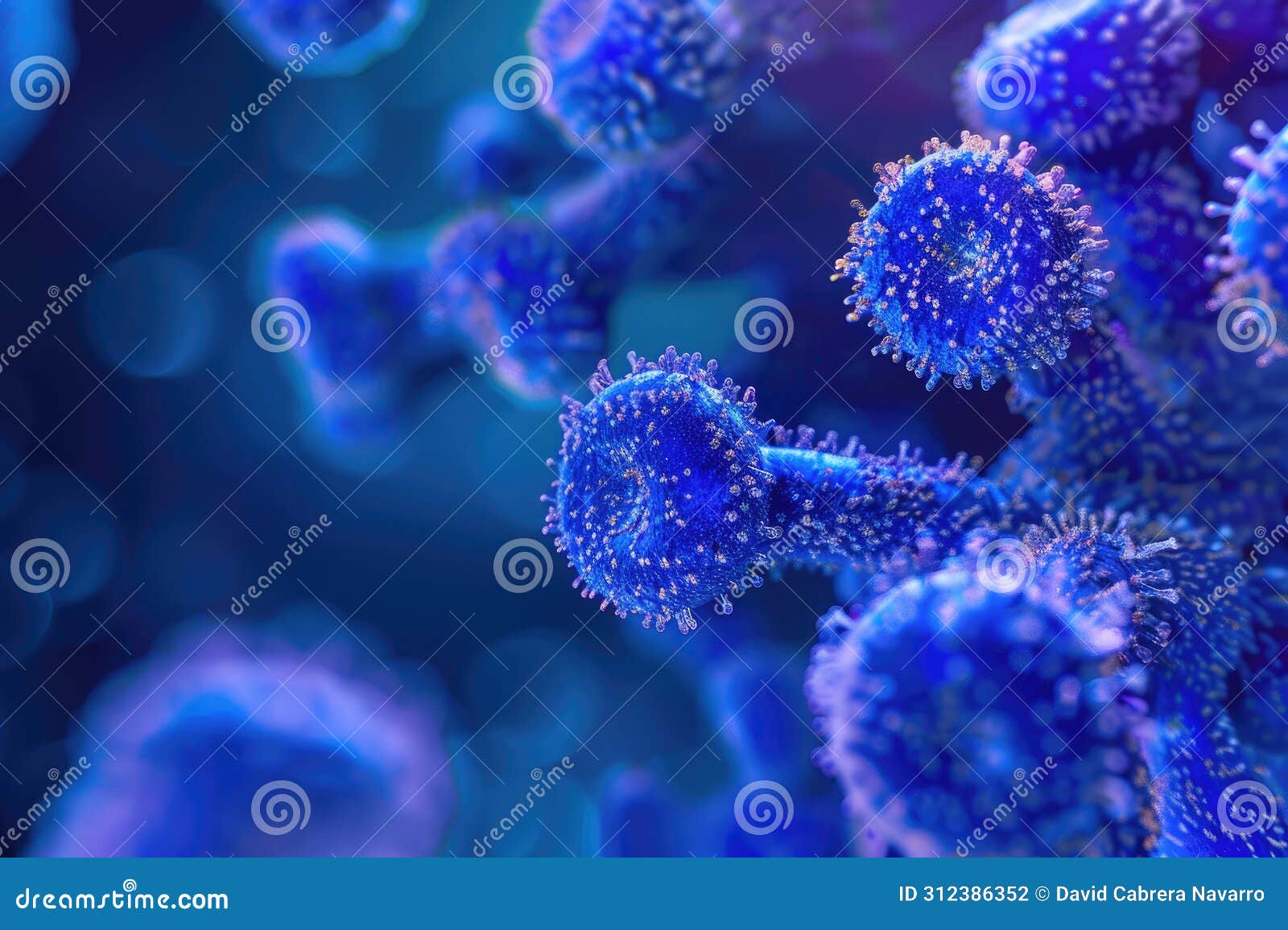 Microscopic Image of a Bacteria with Blue Color Stock Illustration ...