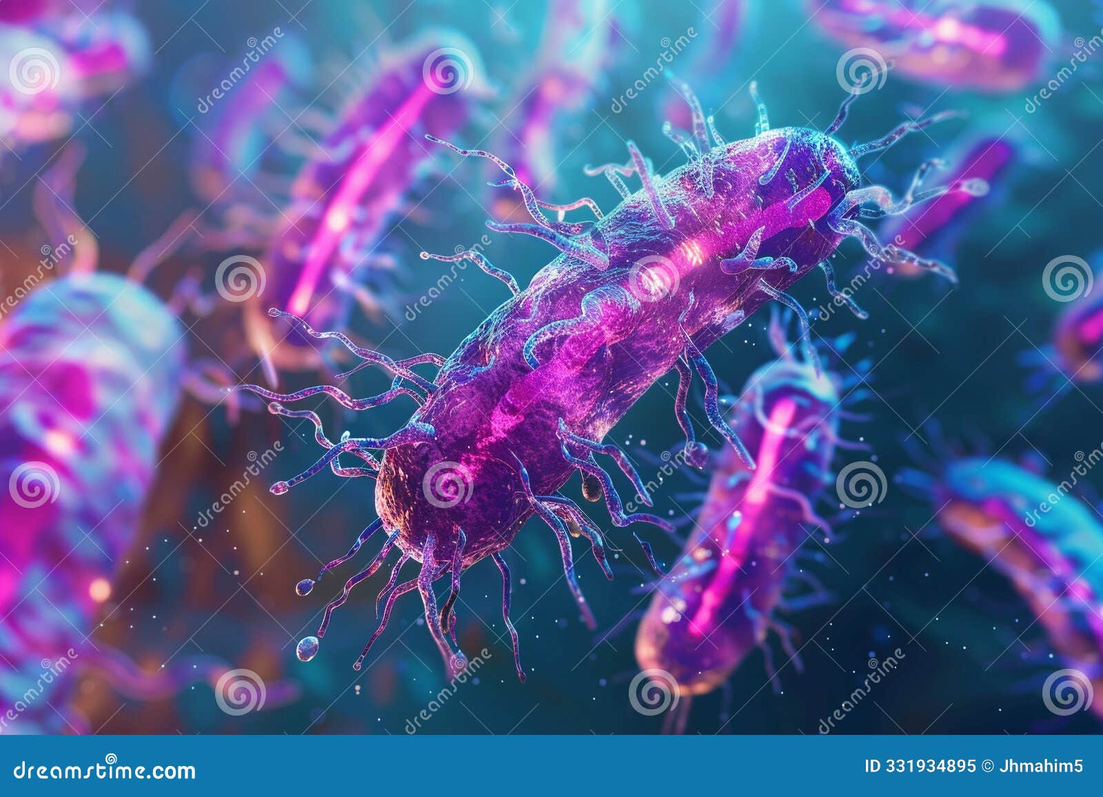 Microscopic View of Bacteria Stock Illustration - Illustration of ...
