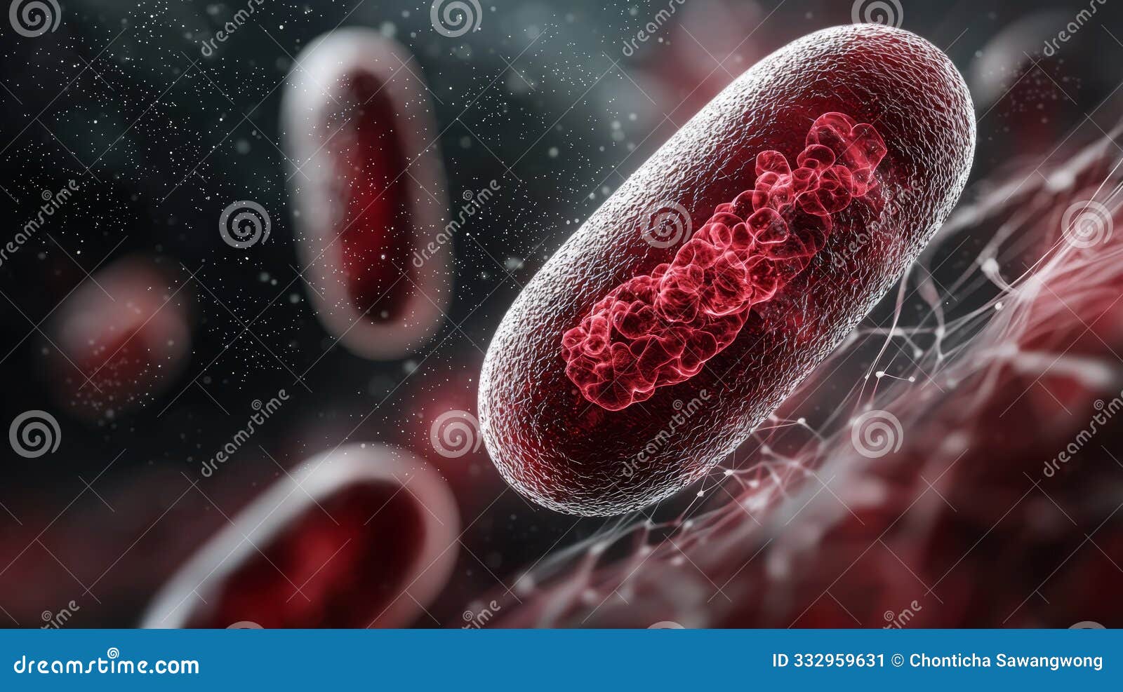 Microscopic Image of Bacteria with Visible DNA Strands Stock ...