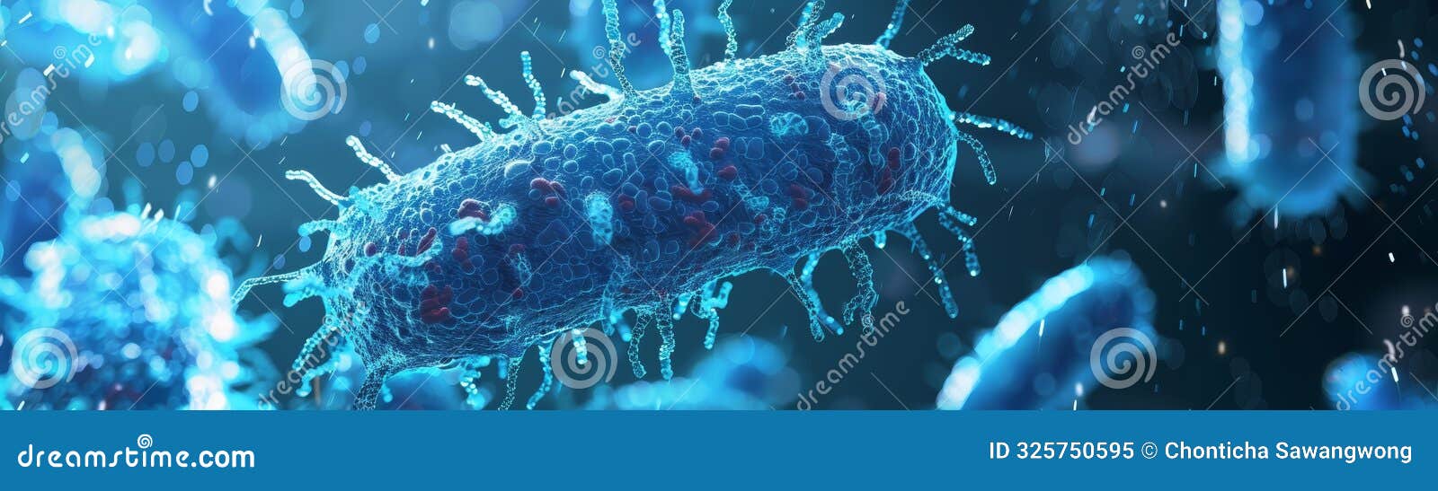 Microscopic Image of Blue Bacteria Stock Illustration - Illustration of ...