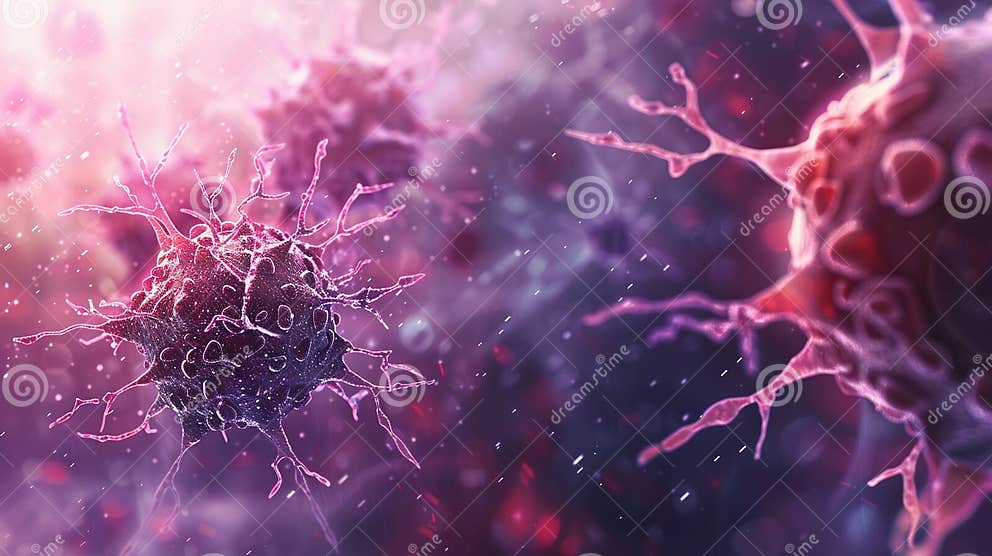 Cancer Cell Under Microscope Stock Illustration - Illustration of ...
