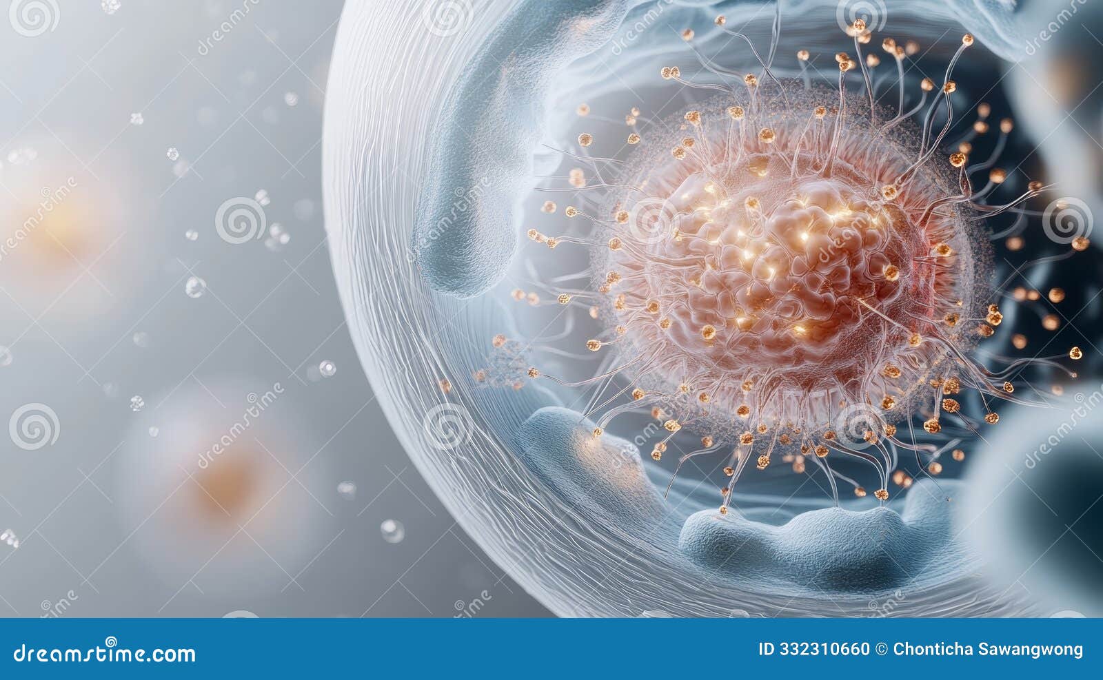 A Microscopic Image of a Cell with a Nucleus and Intricate Internal ...