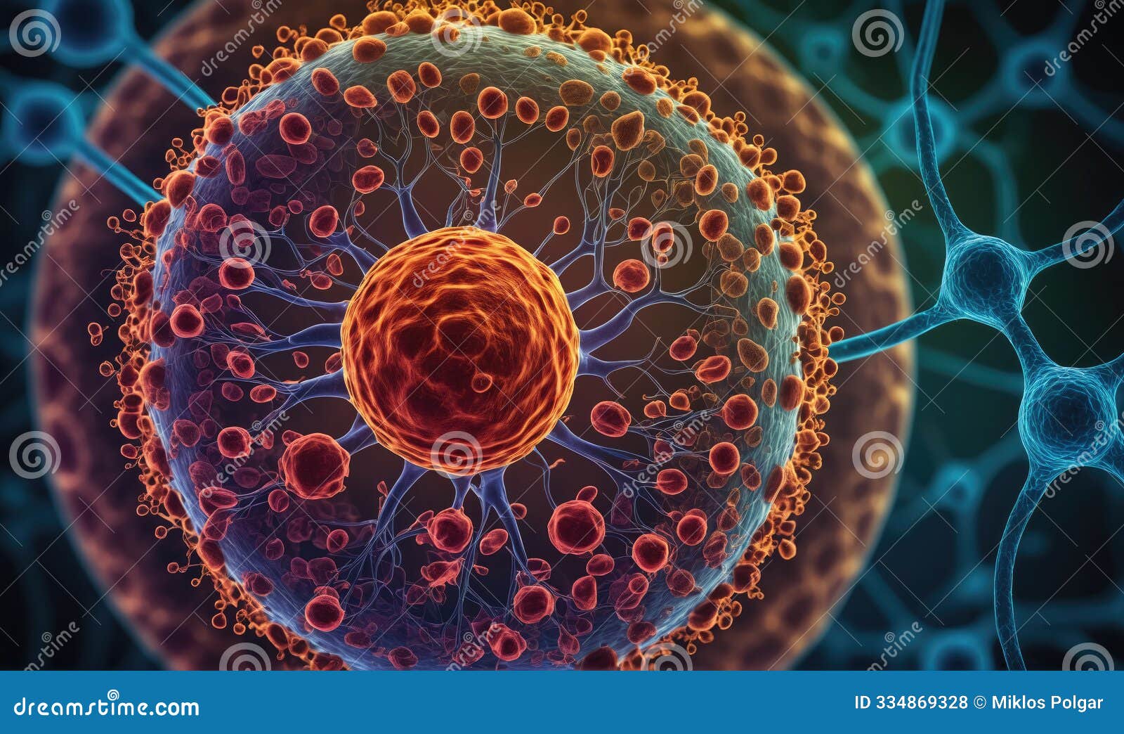 A Microscopic Image of a Cell, Possibly a Neuron, with Intricate ...