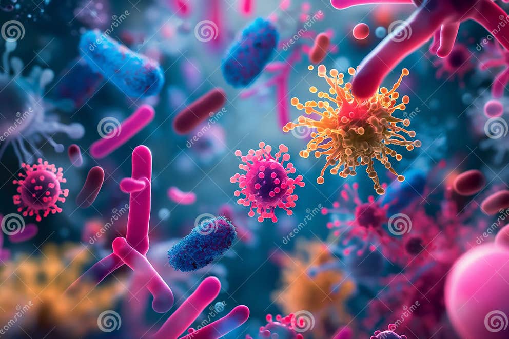 Microscopic Image of a Colorful Differnt Microbe and Bacterial Colony ...