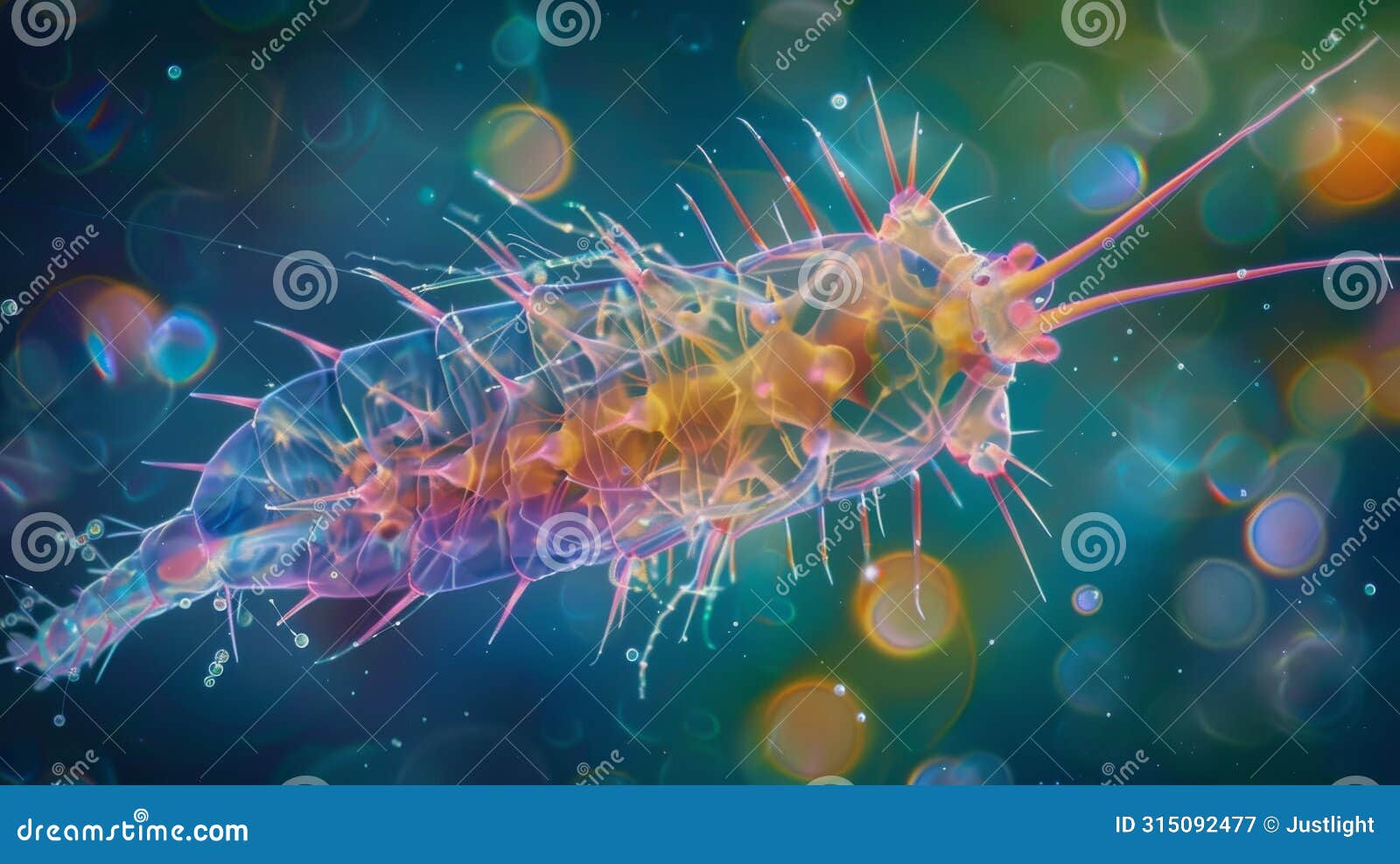 A Microscopic Image of a Copepod a Tiny Crustacean Covered in Spinelike ...