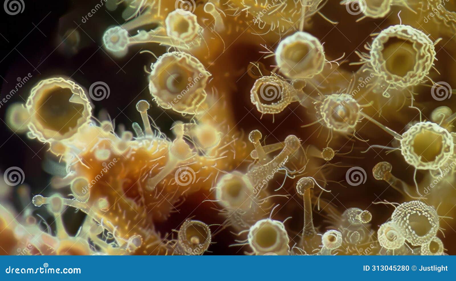 A Microscopic Image of a Fungal Fruiting Body Its Surface Covered in ...