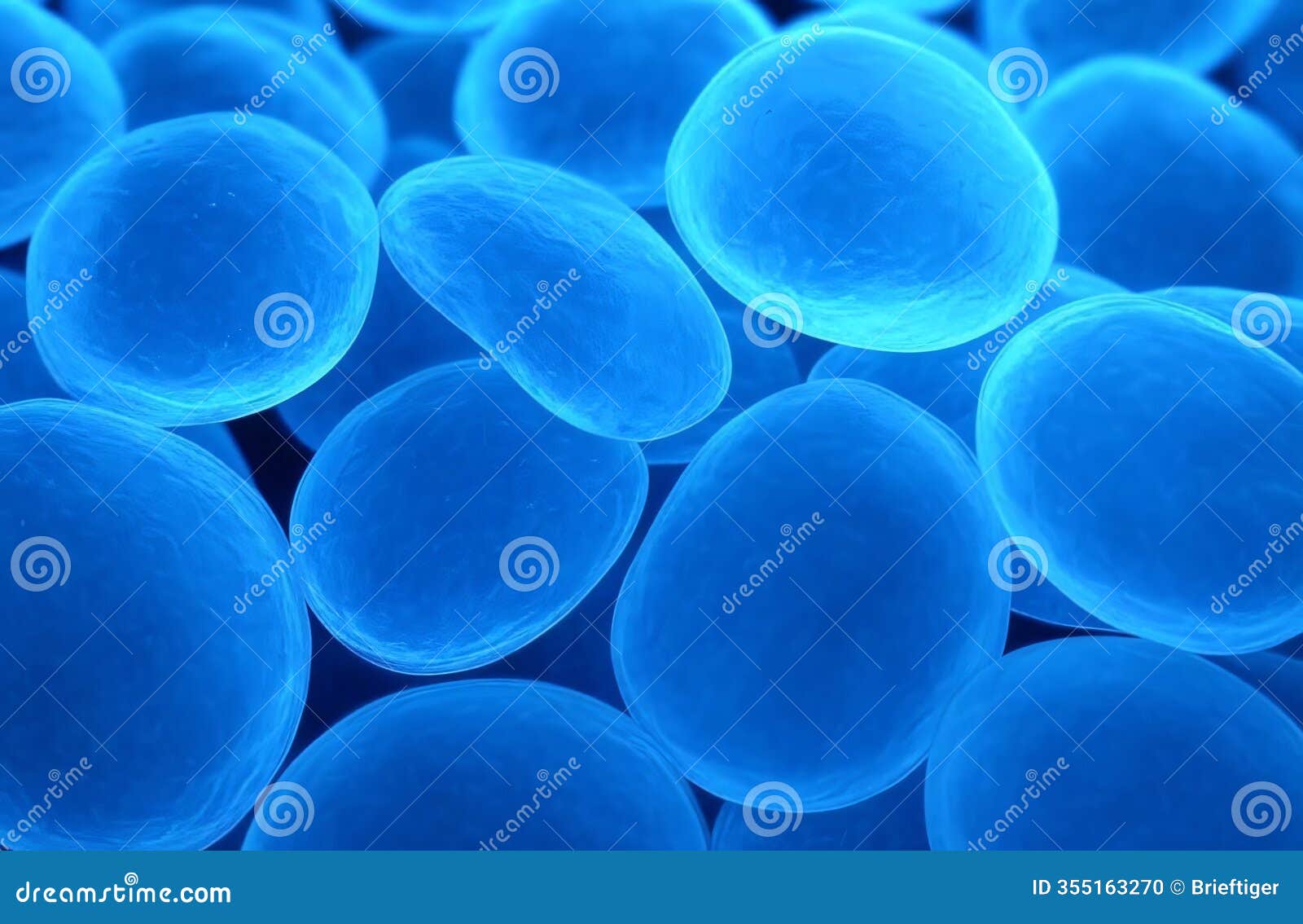 Microscopic Image of Glowing Blue Algae Cells Stock Illustration ...