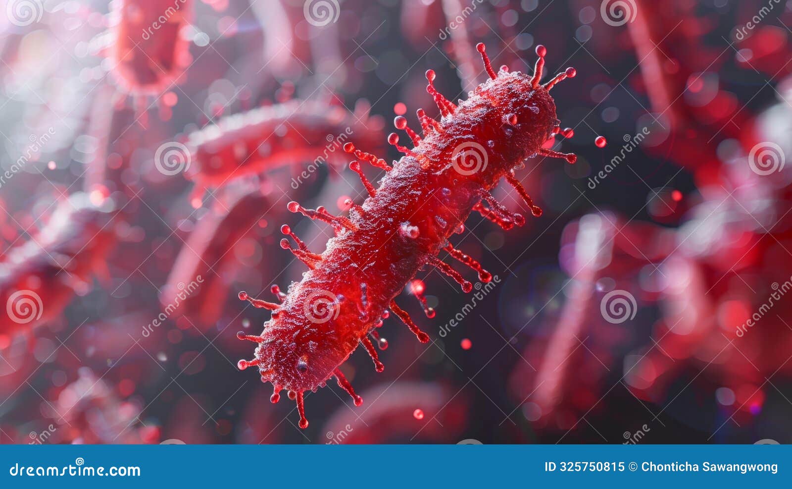 A Microscopic Image of Red Bacteria, Illustrating the Concept of ...