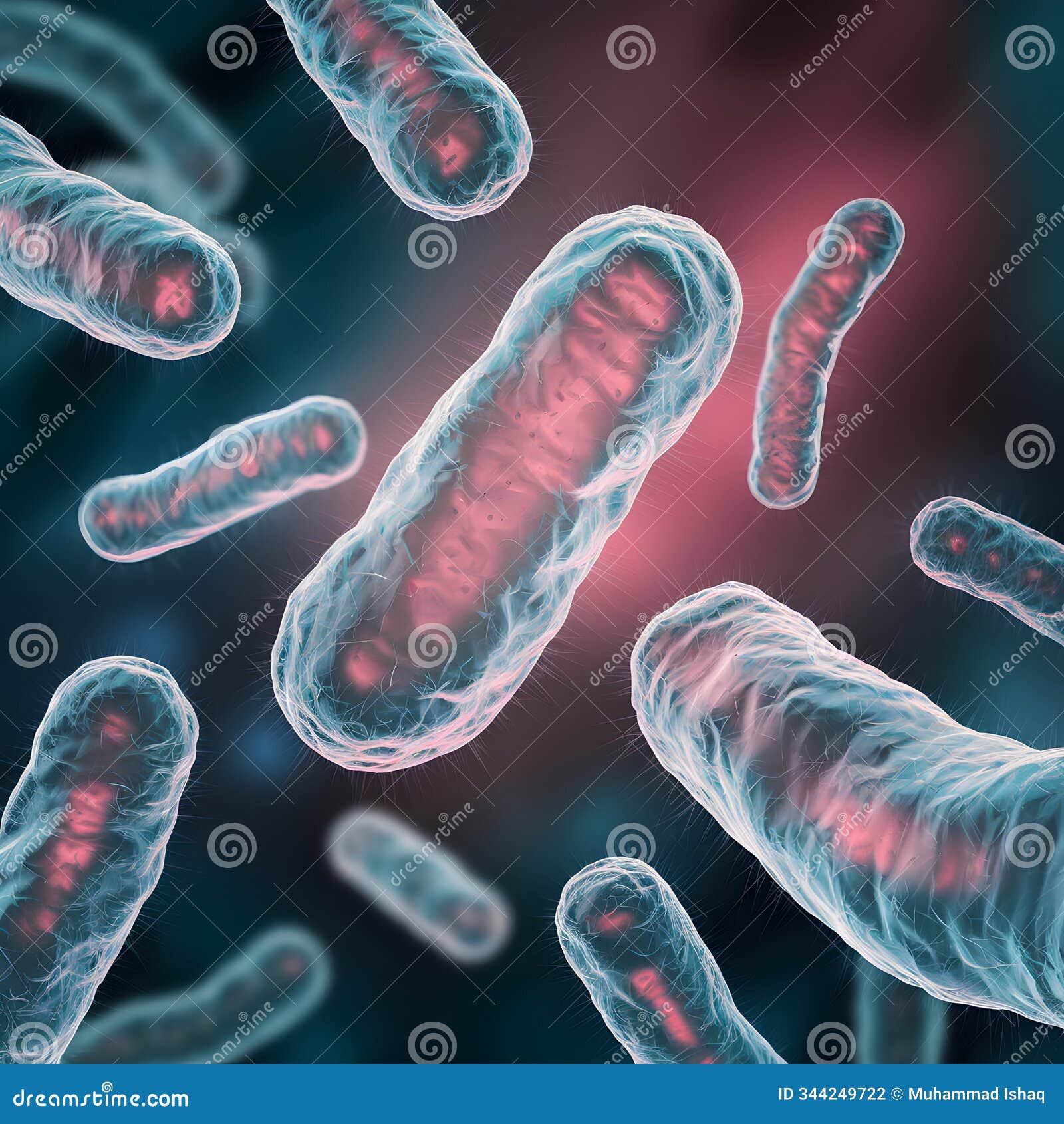 Microscopic Image of Translucent Rod Shaped Bacteria in Blue and Pink ...