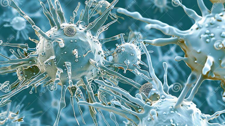 A Microscopic Image of a White Cell in the Process of Phagocytosis Extending Its Cytoplasm ...