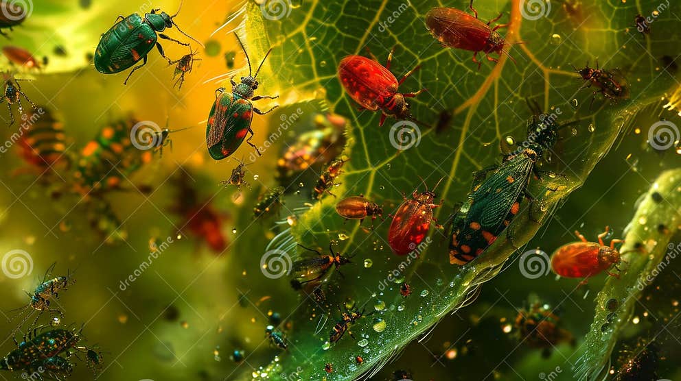 Microscopic Insects Inhabiting a Garden, Including Tiny Beetles, Mites ...