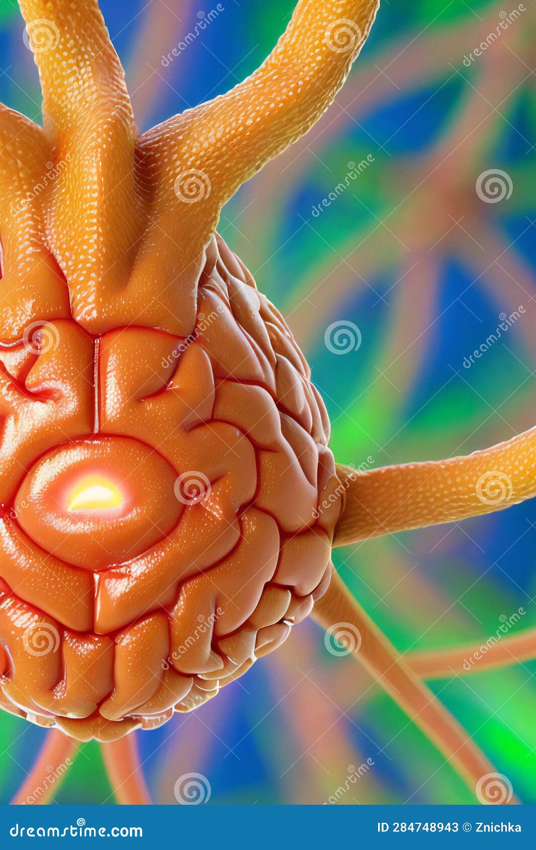 Abstract Brain Cells and Synaptic Networks, Glowing in the Microscope ...
