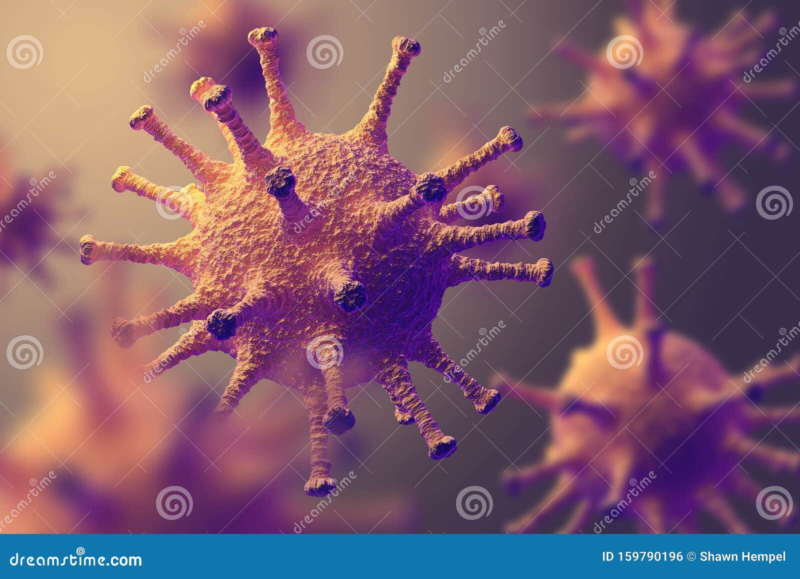 Microscopic Macro View of Virus in Fluid - Flu or Infection Concept, 3D ...