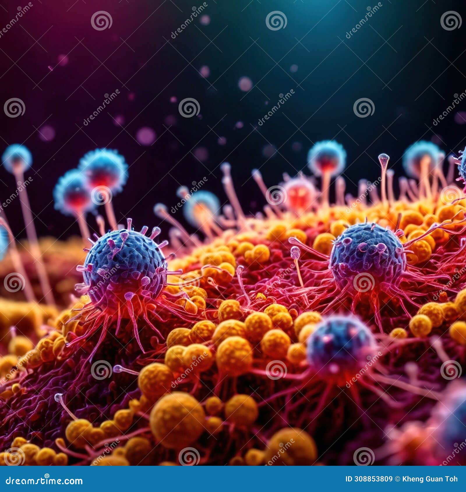 Microscopic Medical Scientific Illustration of Bacteria Virus and Other ...