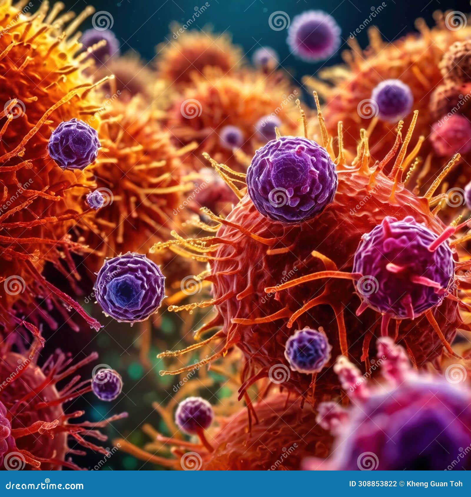 Microscopic Medical Scientific Illustration of Bacteria Virus and Other ...