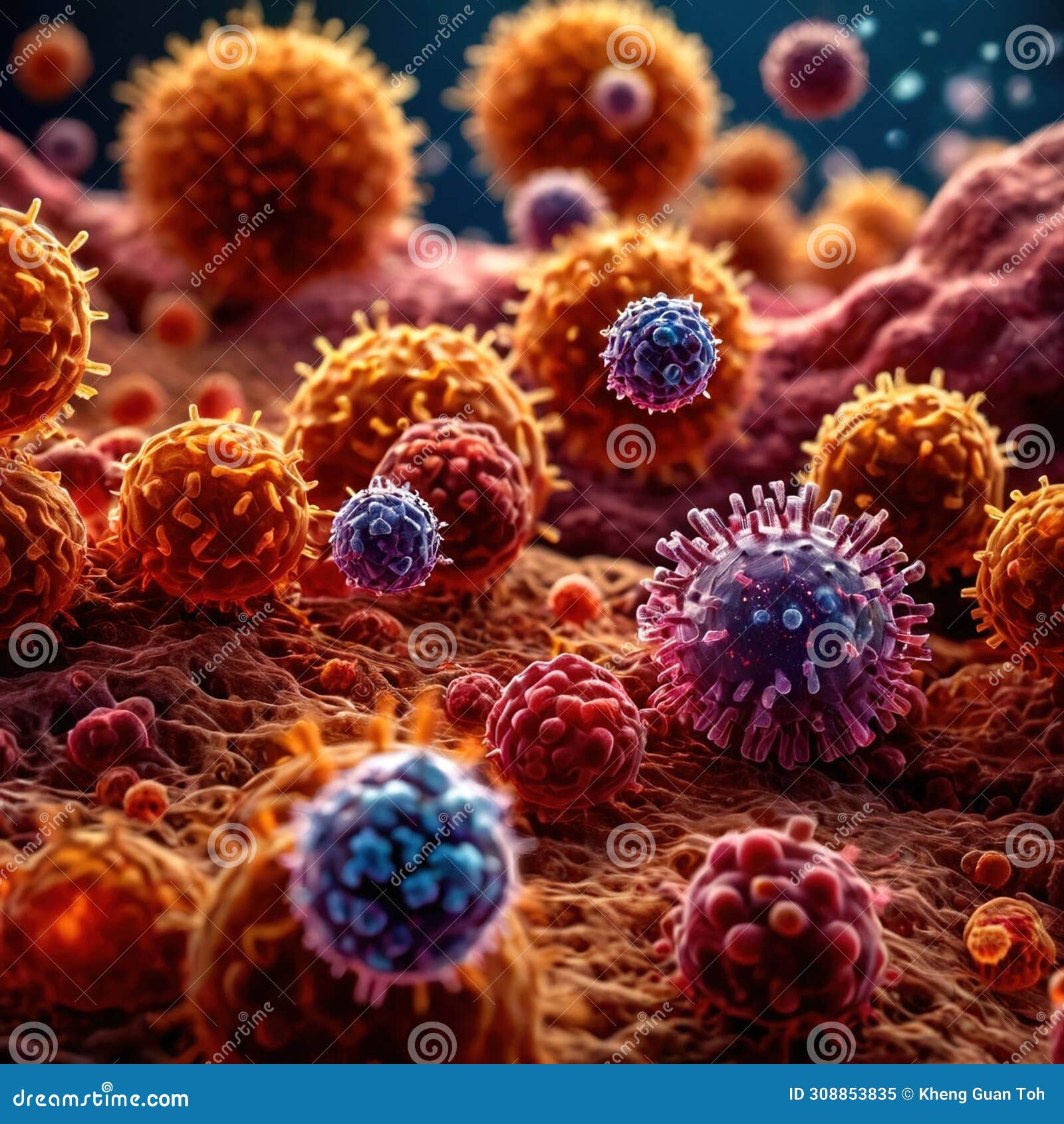 Microscopic Medical Scientific Illustration of Bacteria Virus and Other ...