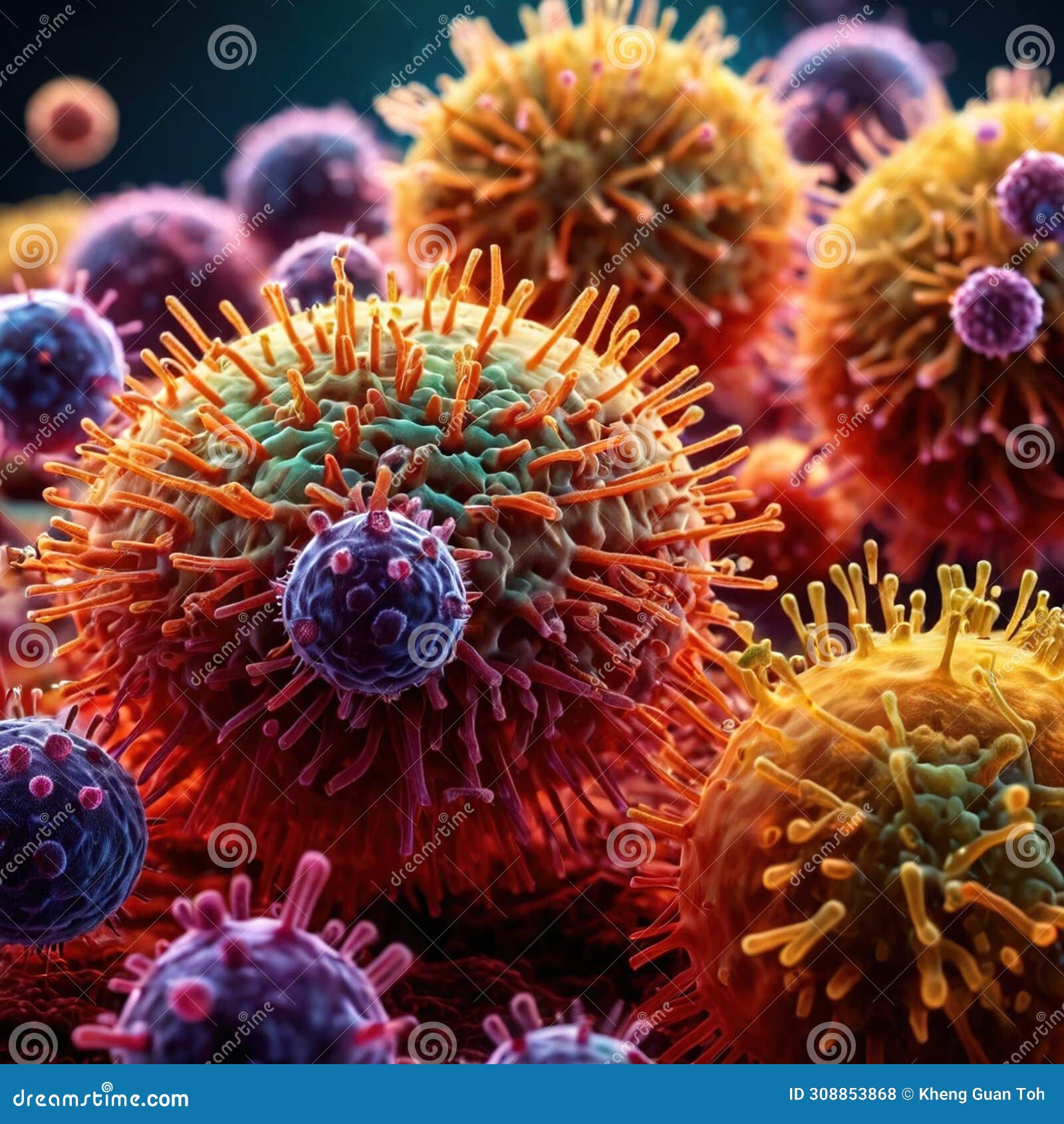 Microscopic Medical Scientific Illustration of Bacteria Virus and Other ...