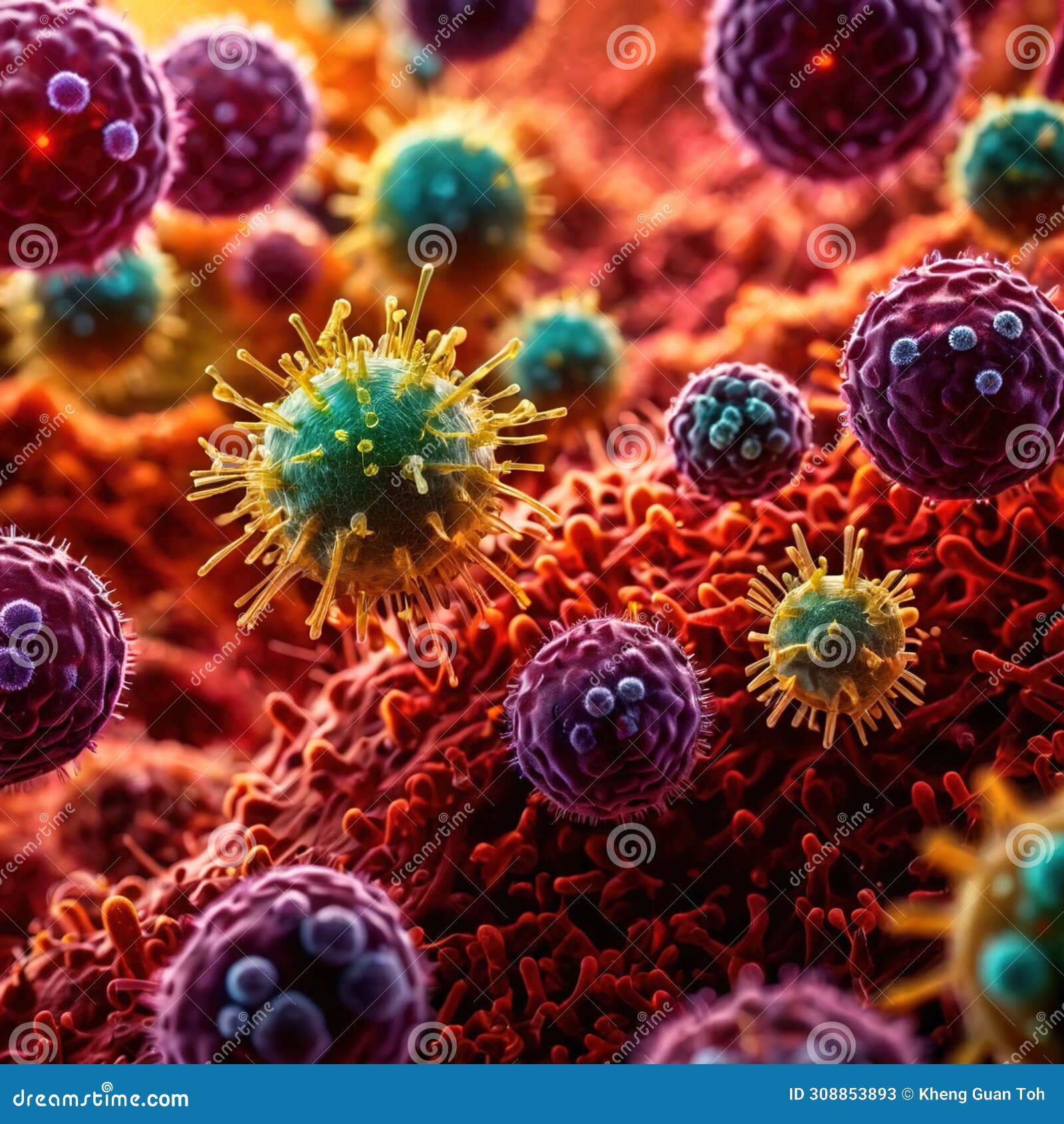 Microscopic Medical Scientific Illustration Of Bacteria Virus And Other ...