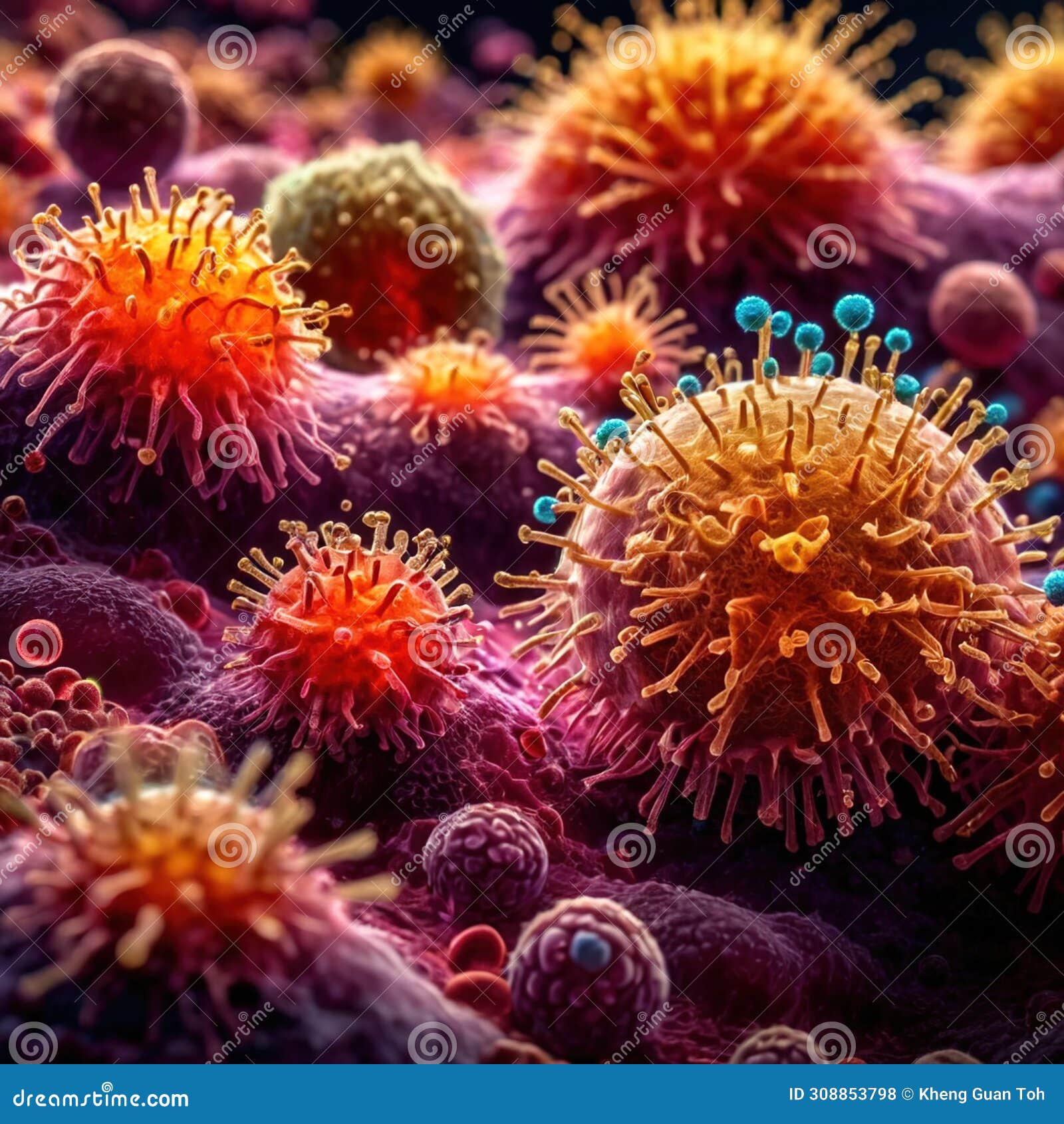 Microscopic Medical Scientific Illustration of Bacteria Virus and Other ...