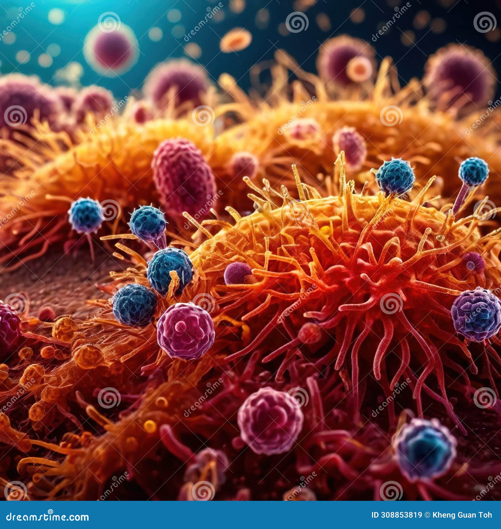 Microscopic Medical Scientific Illustration of Bacteria Virus and Other ...