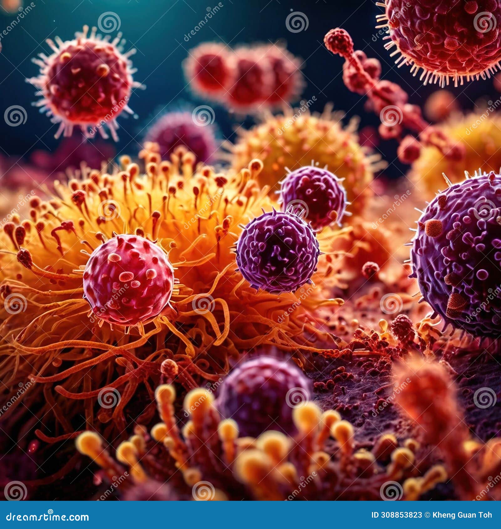 Microscopic Medical Scientific Illustration of Bacteria Virus and Other ...