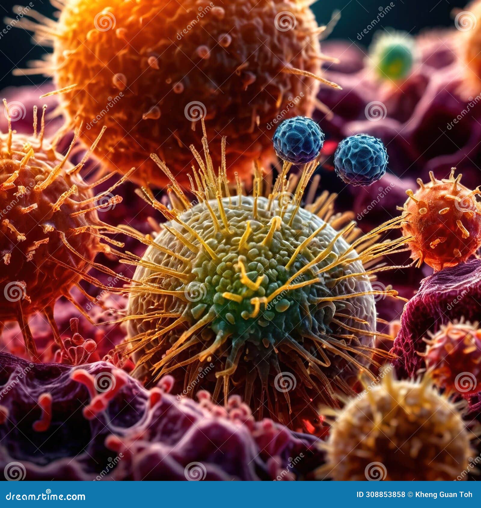 Microscopic Medical Scientific Illustration of Bacteria Virus and Other ...