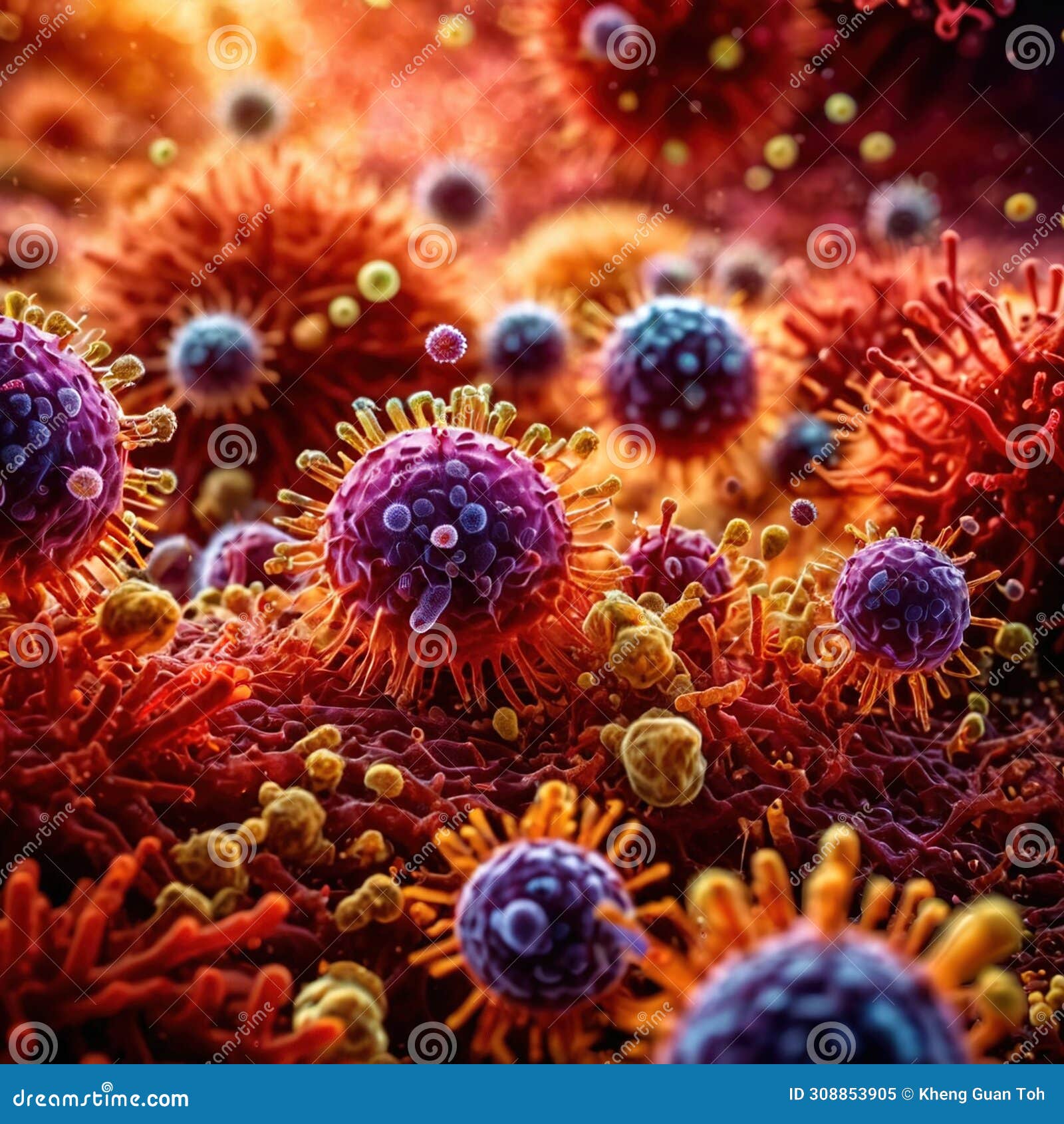 Microscopic Medical Scientific Illustration of Bacteria Virus and Other ...