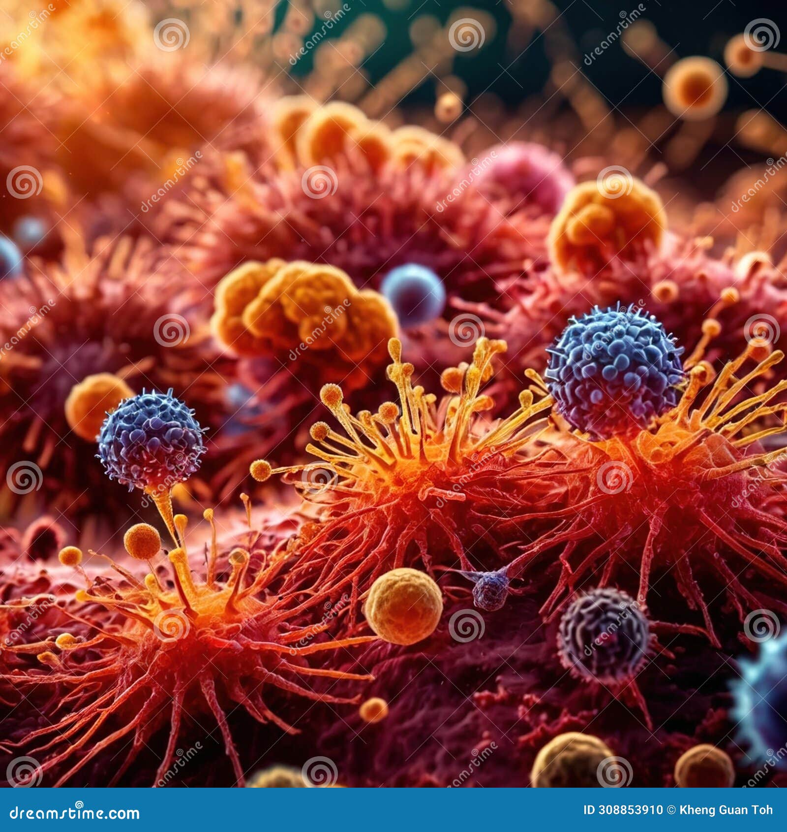 Microscopic Medical Scientific Illustration of Bacteria Virus and Other ...