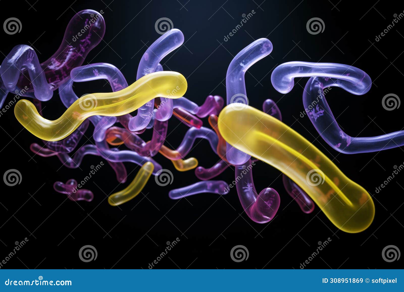 Microscopic Nano View of Lactobacillus Bacteria Colony Colorful ...