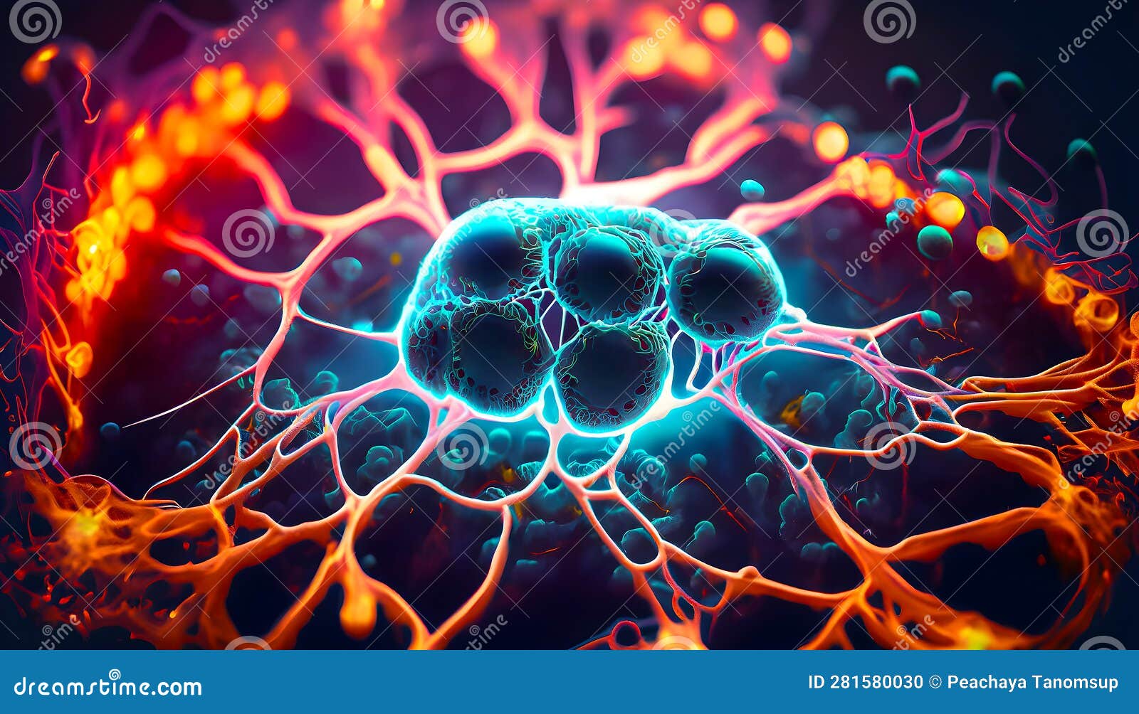 Microscopic Of Neural Network Brain Cells, Human Nervous System ... Microscopic Of Neural Network Brain Cells, Human Nervous System ...