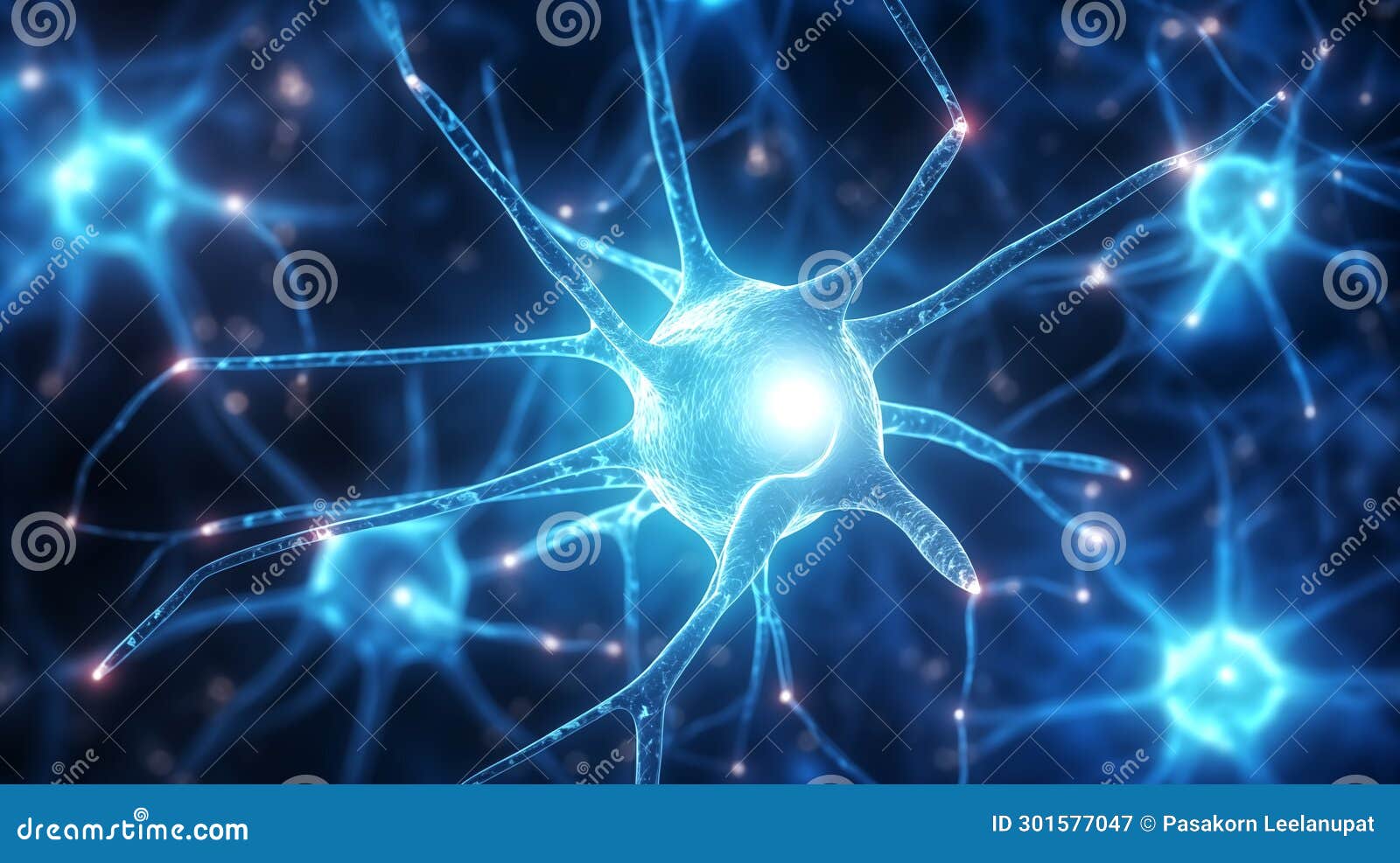Microscopic of Neuron Brain Cell Network. Interconnected Nerve C Stock ...