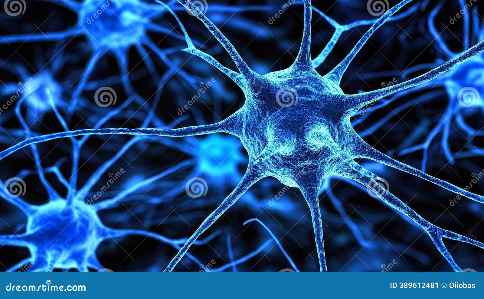 Microscopic Of Neuron Brain Cell Network. Interconnected Nerve Cells ...