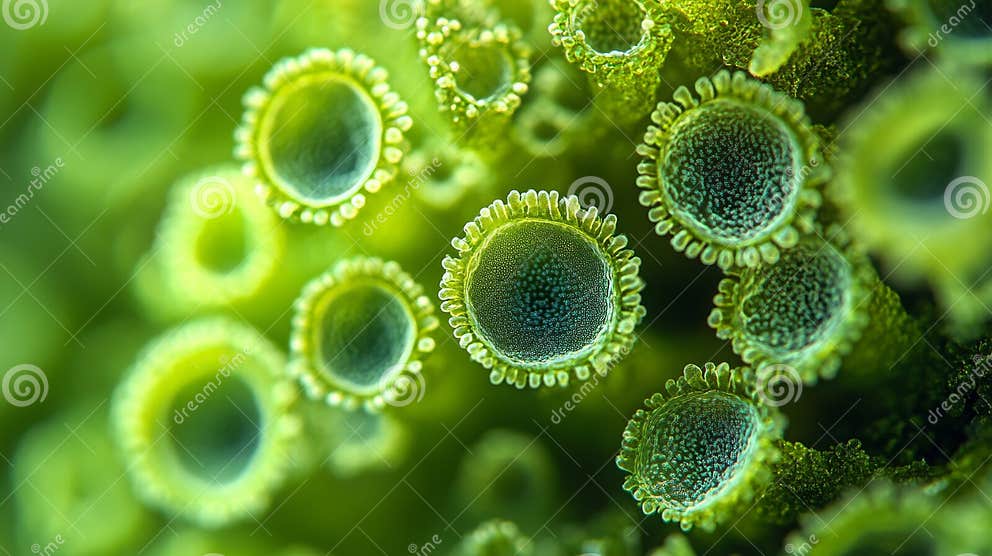 Microscopic Observation of Freshwater Algae Cells Showing Intricate ...