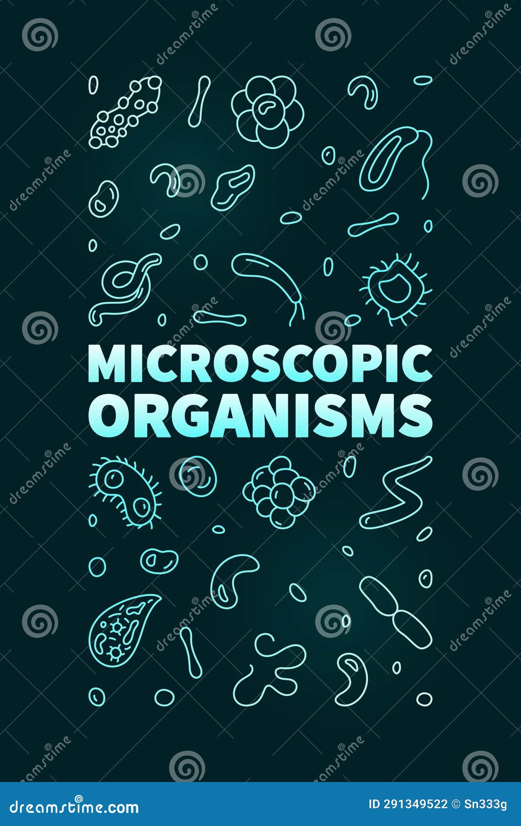 Microscopic Organisms Vector Bacteriology Concept Line Colored Vertical ...