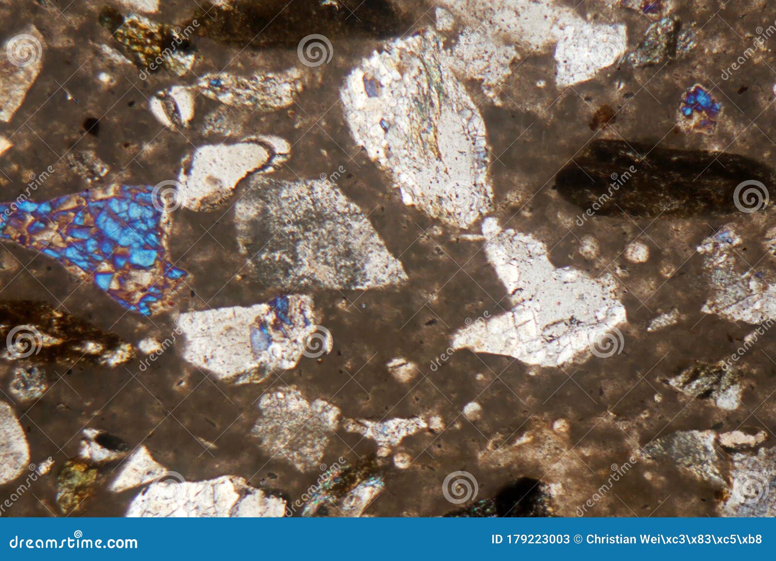 Microscopic Photo of a Petrographic Thin Section of Roman Concrete ...