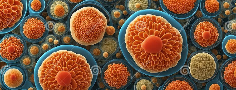 Microscopic Pollen Grains Pattern in Vivid Colors Stock Photo - Image ...