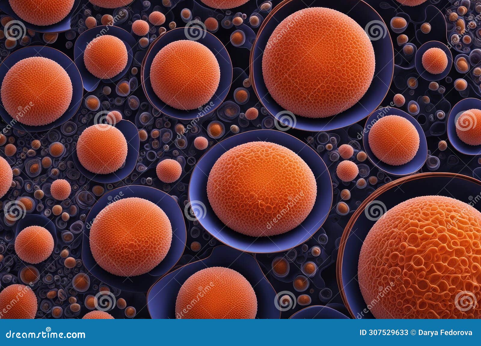 Microscopic Pollen Grains Pattern in Vivid Colors Stock Image - Image ...