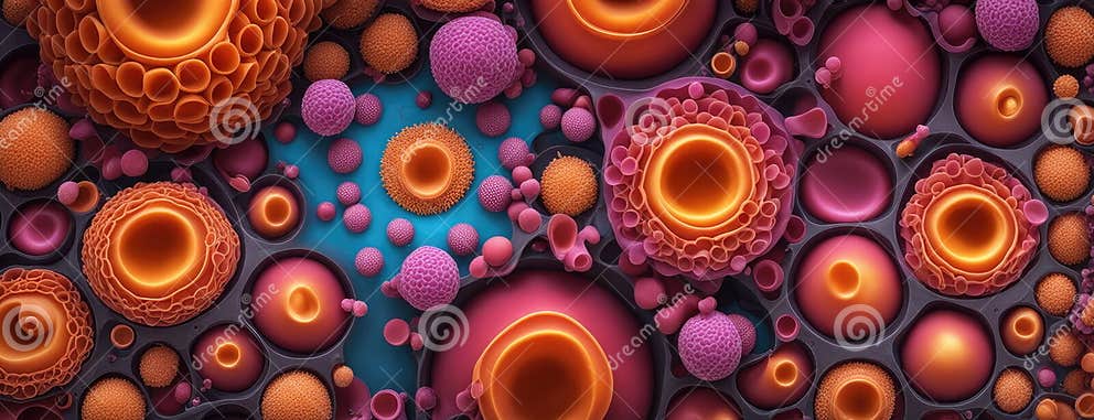 Microscopic Pollen Grains Pattern in Vivid Colors Stock Image - Image ...