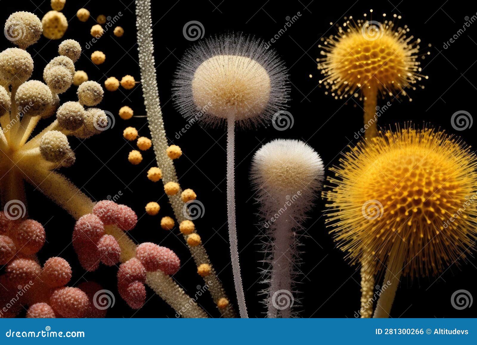 Microscopic Pollen Grains in Varying Shapes Stock Illustration ...